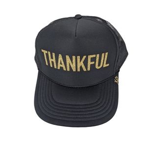 Accessories | New Thankful Trucker Cap In Black Gold Os | Poshmark
